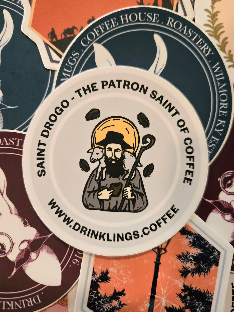 St. Drogo Sticker – Drinklings Coffee and Mugs